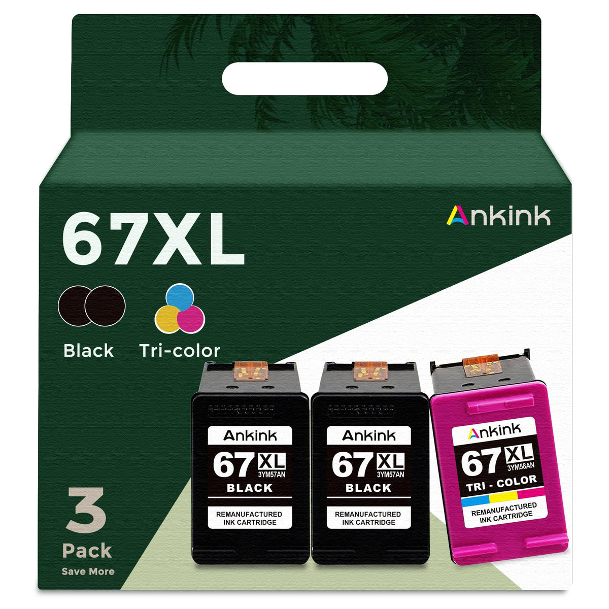 ANKINK compatible HP 67 XL Black Color Combo Ink Cartridges, 3 PACK ...